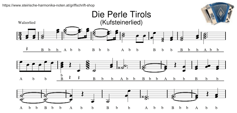 Die Perle Tirols (Walzer) | Steirische Harmonika Noten