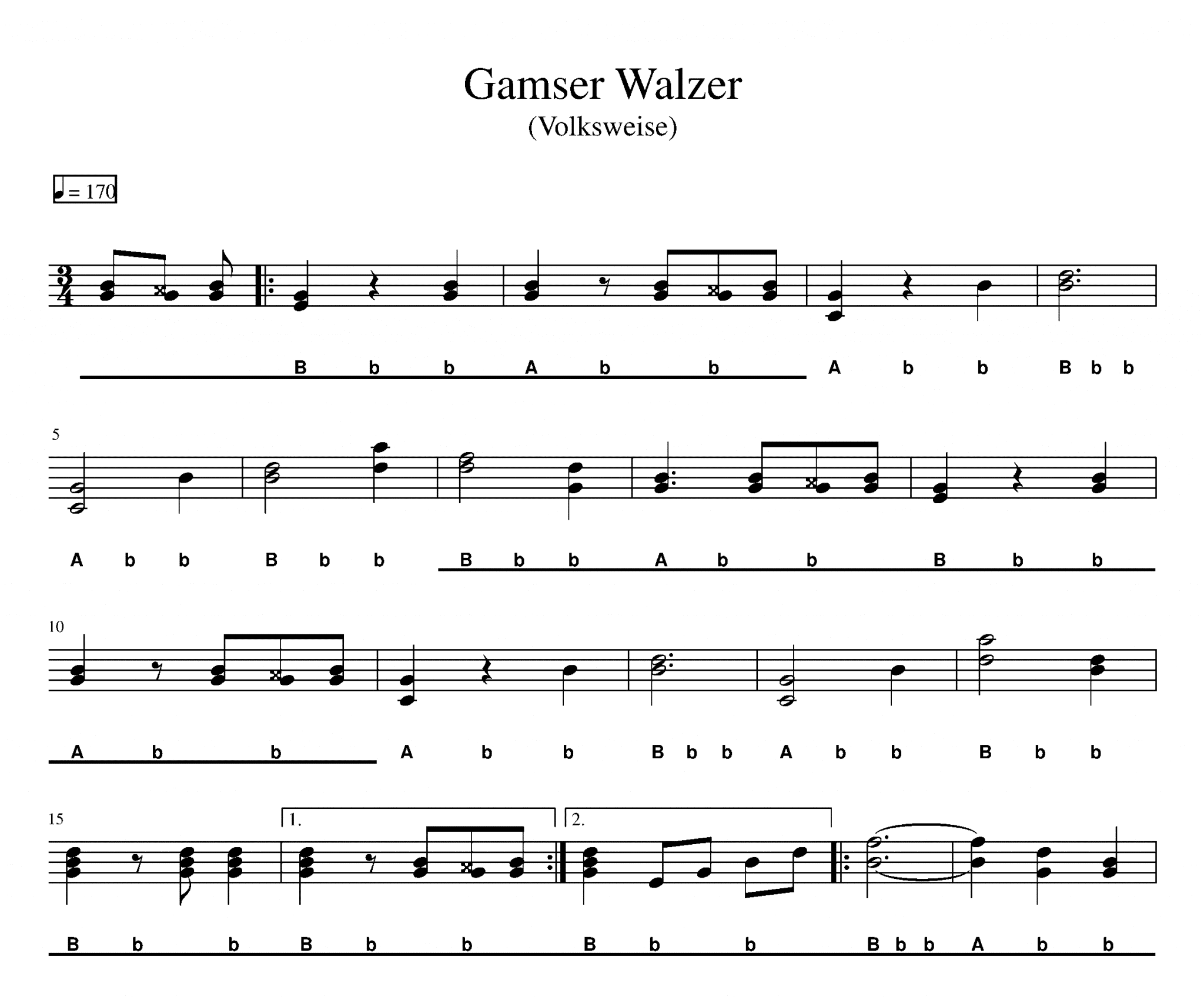 Gamser Walzer | Steirische Harmonika Noten
